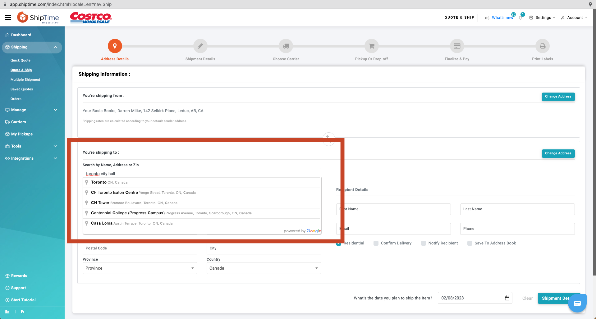 How To: Create An Online Shipment